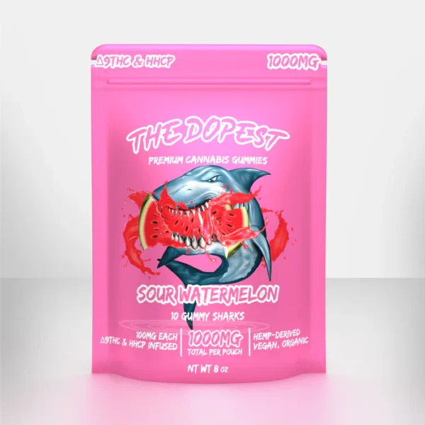 Sour Watermelon Sharks HHCP + D9 Gummies - 1000mg - the dopest shop